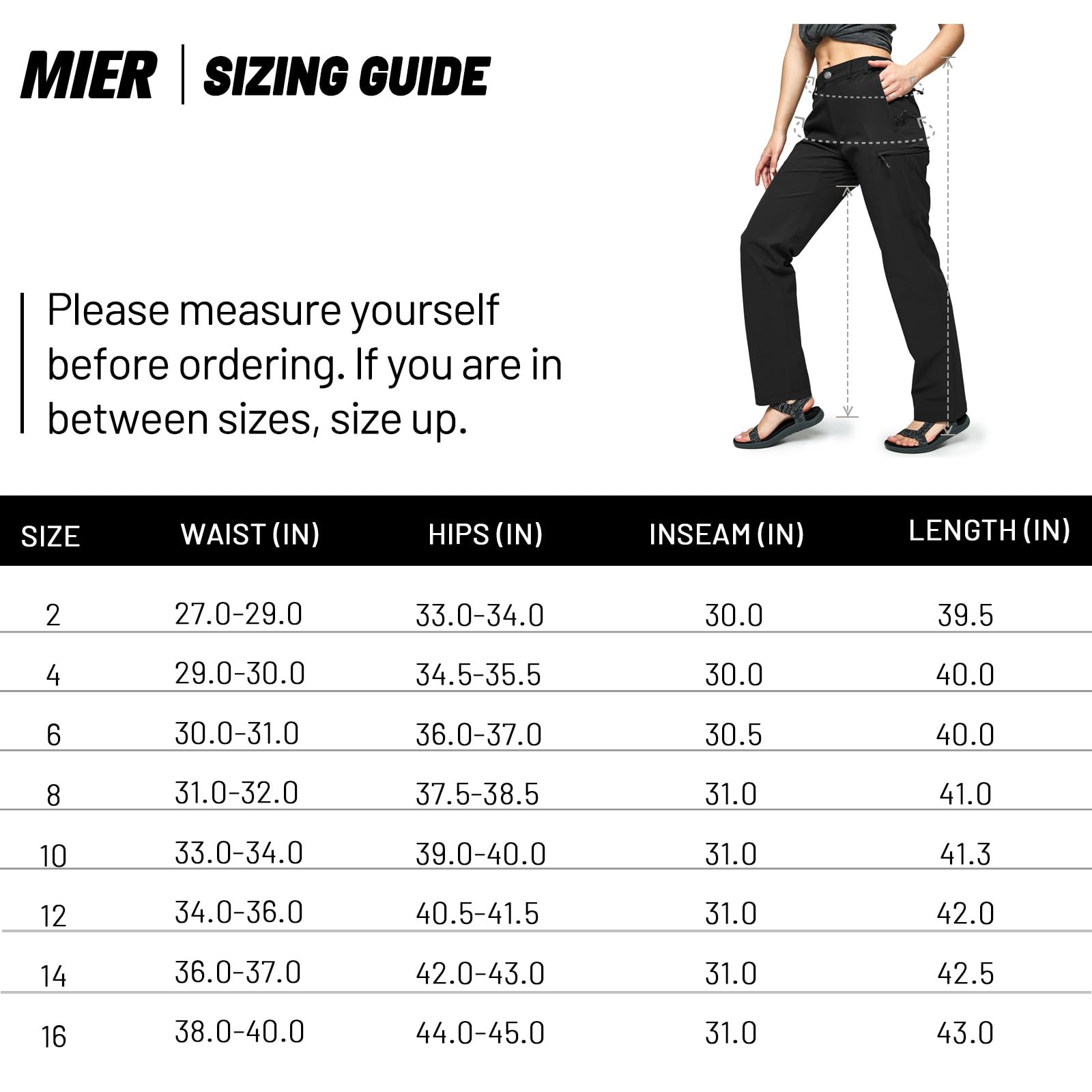 MIER Women's Quick Dry Cargo Pants Lightweight Tactical Hiking Pants with 6 Pockets, Stretchy and Water-Resistant, Black, 4