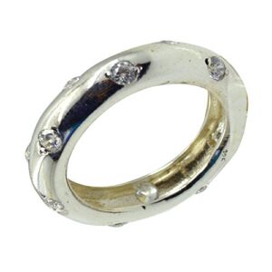 caratyogi round stone white cubic zircon ring band silver bezel style handcrafted available sizes 7.5