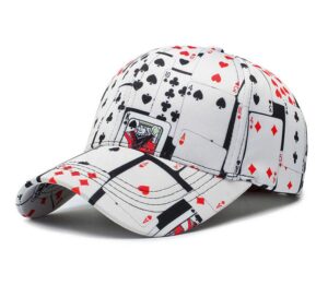 wishlol poker game playing card adjustable cotton baseball hat cap visor unisex hip hop hat, 1, medium