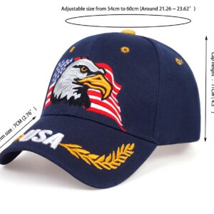 USA-Flag Eagles-Hat American Baseball-Cap Embroidered Navy