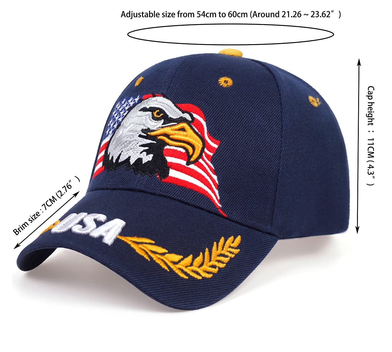 USA-Flag Eagles-Hat American Baseball-Cap Embroidered Navy