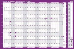 sasco 2410112 2020/21 board mounted academic a1 wall planner with wet wipe pen & sticker pack, 610 x 915 mm (h x w)