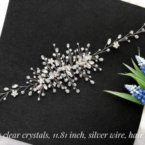 Denifery Crystal Headband Bridal Hair Piece Bridal Hair Accessories Bridal Hair Vine Wedding Headpiece Hair Pieces Wedding Hair Piece Wedding Hair Accessories (Silver)