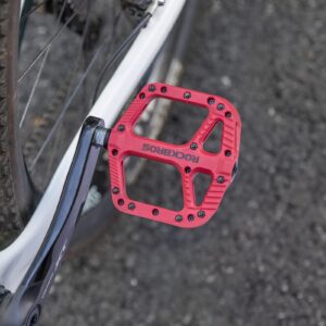 ROCK BROS Mountain Bike Pedals Nylon Composite Bearing 9/16" MTB Bicycle Pedals with Wide Flat Platform Red