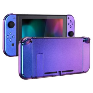 extremerate diy replacement shell buttons for nintendo switch, custom back plate for switch console, housing case with full set buttons for joycon handheld controller - chameleon purple blue