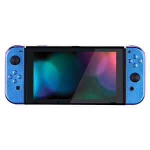 eXtremeRate DIY Replacement Shell Buttons for Nintendo Switch, Custom Back Plate for Switch Console, Housing Case with Full Set Buttons for Joycon Handheld Controller - Chameleon Purple Blue