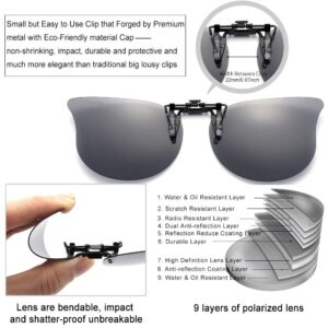 CAXMAN Polarized Cat Eye Clip On Sunglasses Over Prescription Glasses for Women UV Protection Flip Up Grey Lens