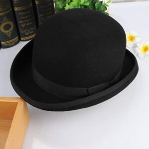 GEMVIE Black Derby Hat 100% Wool Theater Quality Hat Bowler Hat for Men Women Vintage Costumes