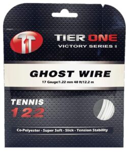 tier one sports tru pro ghost wire - tennis string set (poly): super soft and arm friendly (17g (1.22 mm), 12.2 m, white)