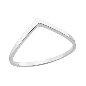 high polish sterling silver stackable v shape chevron curved ring (size 7.75)