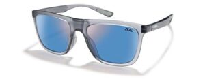 zeal optics boone | plant-based polarized sunglasses for men & women- matte smoke/polarized horizon blue lens