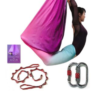 dasking deluxe 5m/set yoga swing aerial yoga hammock kit with daisy chains o-ring, fabric & guide (multicolor-g)