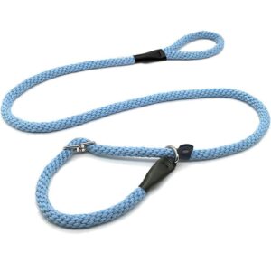 mycicy heavy duty slip lead rope leash for large dogs, 5/8" x 5ft soft braided leash, adjustable training dog leash (blue)