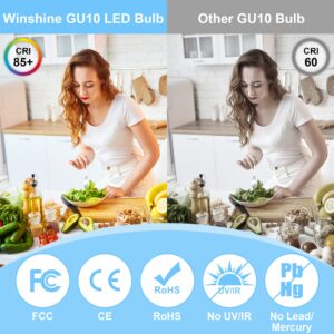 winshine GU10 LED Bulb, 50W Halogen Equivalent, 5000K Daylight, GU10 Light Bulbs Halogen Replacement for Track Lighting, MR16 Shape 2 Prong Base, 120°Beam Angle 550LM 120V CRI85+ Non-Dimmable 6 Pack