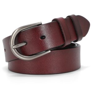 whippy women leather belt for jeans pants dresses fashion ladies western leather belt with silver buckle m dark coffee