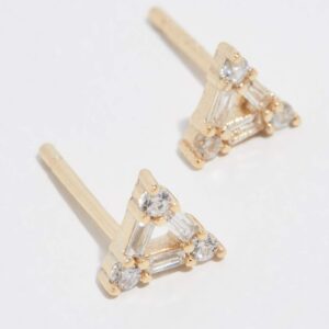 SHASHI Women's Trilogy Stud Earrings, Yellow Gold/Clear, One Size