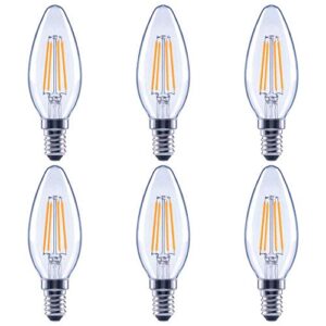 asencia an-03676 60 watt equivalent b11 all glass vintage filament dimmable led light bulb, e12 candelabra base, 6-pack, 6 pack, daylight (5000k)