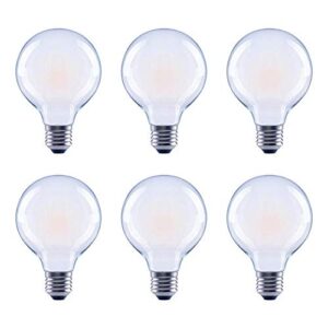 asencia an-03679 40 watt equivalent g25 globe frosted all glass vintage filament dimmable led light bulb, soft white, 6-pack, 6 pack