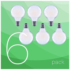 Asencia AN-03679 40 Watt Equivalent G25 Globe Frosted All Glass Vintage Filament Dimmable LED Light Bulb, Soft White, 6-Pack, 6 Pack