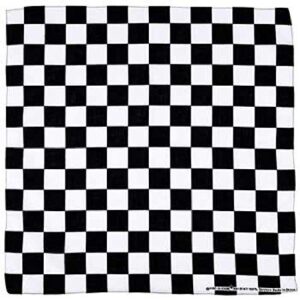 bandanna black & white checkered ~ wearable art 100% cotton - scarf