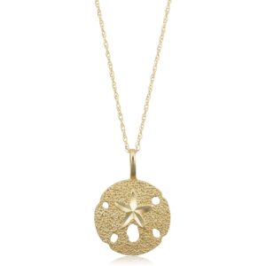 kooljewelry 14k yellow gold sand dollar starfish pendant rope chain necklace (18 inch)