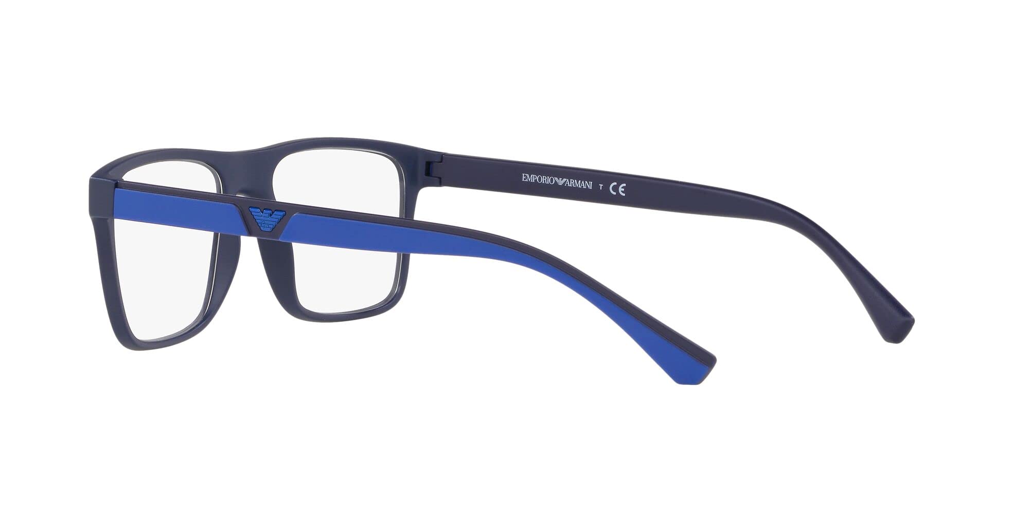 Emporio Armani Men's EA4115 Prescription Eyewear Frames with Two Interchangeable Sun Clip-Ons Rectangular, Matte Dark Blue/Clear/Grey/Blue Mirrored, 54 mm