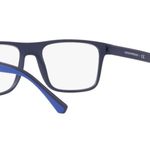 Emporio Armani Men's EA4115 Prescription Eyewear Frames with Two Interchangeable Sun Clip-Ons Rectangular, Matte Dark Blue/Clear/Grey/Blue Mirrored, 54 mm