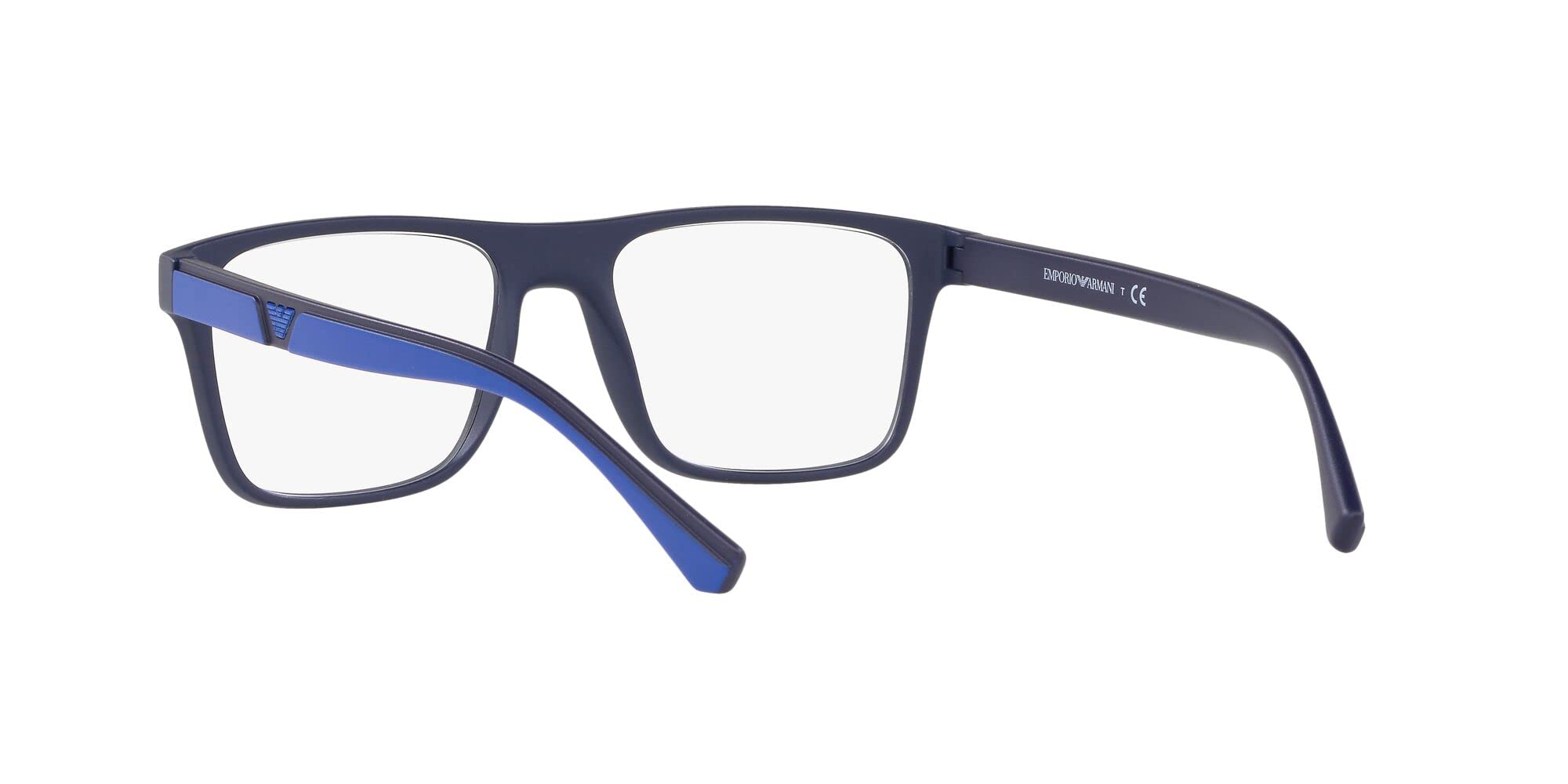 Emporio Armani Men's EA4115 Prescription Eyewear Frames with Two Interchangeable Sun Clip-Ons Rectangular, Matte Dark Blue/Clear/Grey/Blue Mirrored, 54 mm