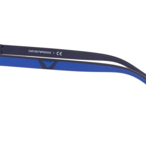 Emporio Armani Men's EA4115 Prescription Eyewear Frames with Two Interchangeable Sun Clip-Ons Rectangular, Matte Dark Blue/Clear/Grey/Blue Mirrored, 54 mm