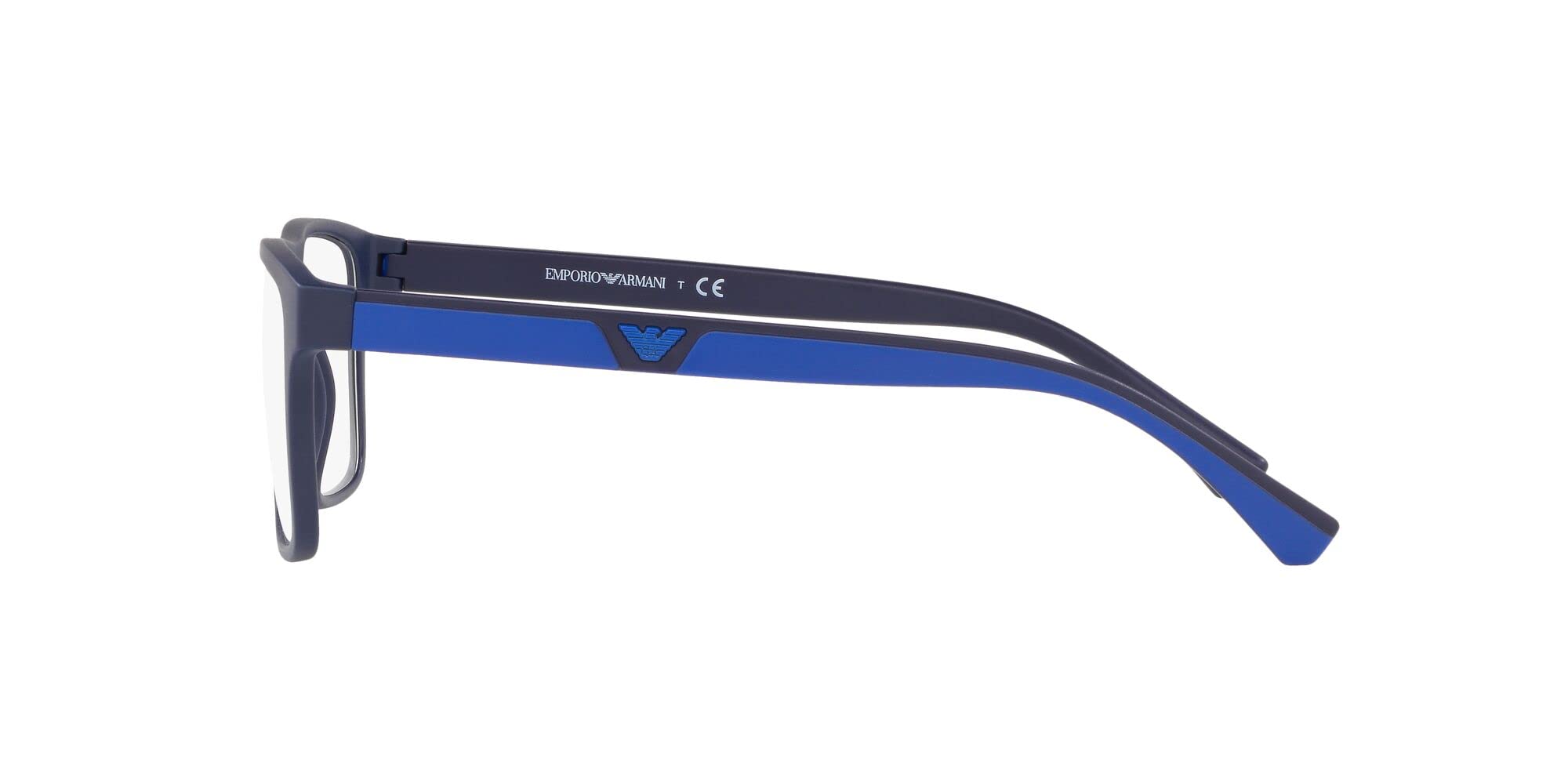 Emporio Armani Men's EA4115 Prescription Eyewear Frames with Two Interchangeable Sun Clip-Ons Rectangular, Matte Dark Blue/Clear/Grey/Blue Mirrored, 54 mm