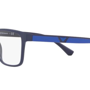 Emporio Armani Men's EA4115 Prescription Eyewear Frames with Two Interchangeable Sun Clip-Ons Rectangular, Matte Dark Blue/Clear/Grey/Blue Mirrored, 54 mm