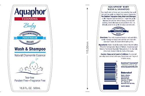 Aquaphor Baby Skin Care Gift Set with Aquaphor Baby Wash and Shampoo, Aquaphor Baby Healing Ointment, Aquaphor Diaper Rash Cream, and WaterWipes, 4 Pieces