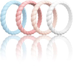 thunderfit womens thin swivel silicone wedding bands, stackable rubber engagement rings 2.5mm wide 2mm thick - 1/4/8/10 variety multipack