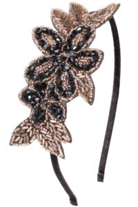 babeyond flapper headband 1920s headpiece - art deco headpiece rhinestone hair accessories for women (style3-black gold)