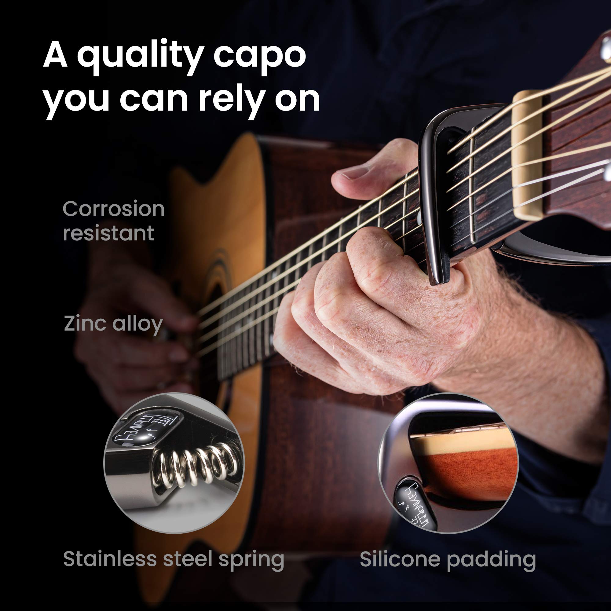 Performance Guitar Capo for Acoustic Guitars and Electric Guitars - Built to Last, no Fret Buzz, Perform with this Stylish Capo for Guitars with Confidence