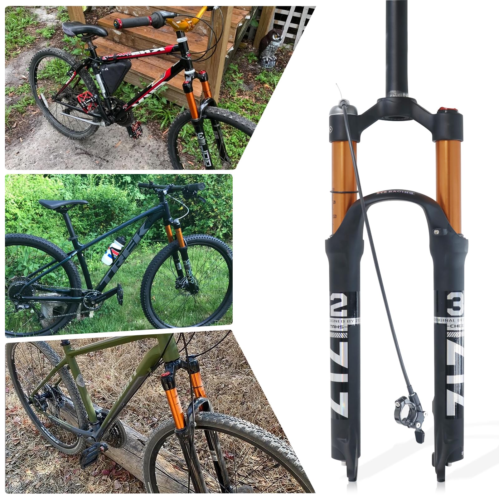 ZTZ 26/27.5/29 inch MTB Air Suspension Fork,120mm Travel, 1 1/8 Straight Tube, QR 9mm*100mm, Manual/Remote Lockout, Ultralight Front Fork for XC/AM Mountain Bike (Remote Lock, 27.5")