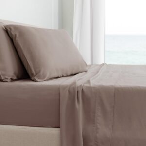 cariloha classic 4-piece twill sheet set | beach linen | king | viscose material | allergy resistant and extra soft | cooling for hot sleepers | corner bands