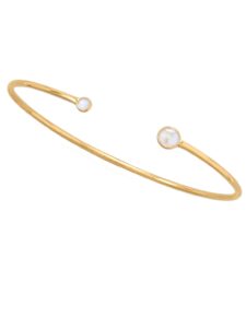 azurebella jewelry rainbow moonstone open cuff bracelet 14k gold-plated silver