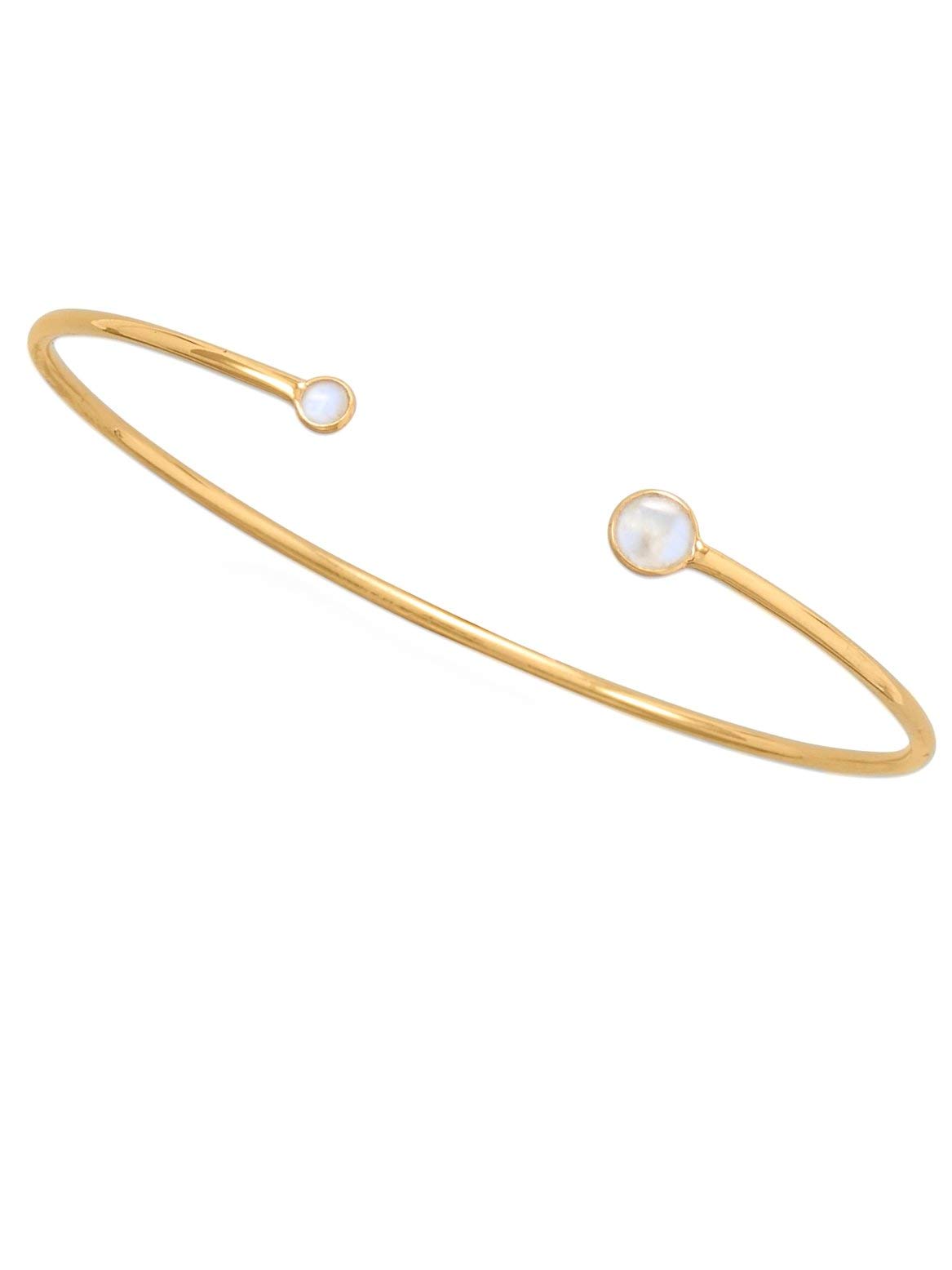 AzureBella Jewelry Rainbow Moonstone Open Cuff Bracelet 14k Gold-plated Silver