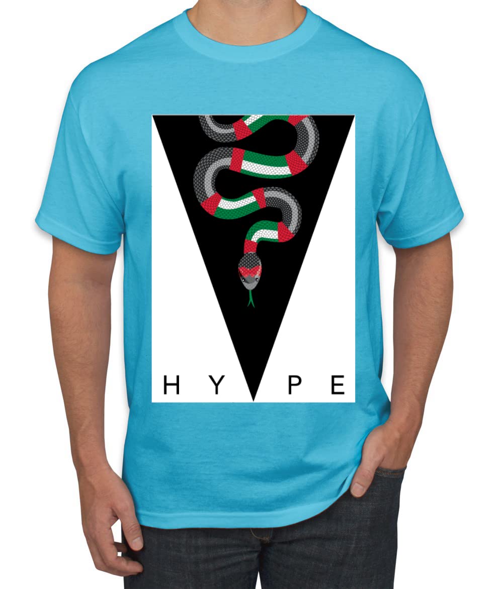 Hype Colorful White Box Snake Streetwear Men's Graphic T-Shirt, Light Turquoise, Large