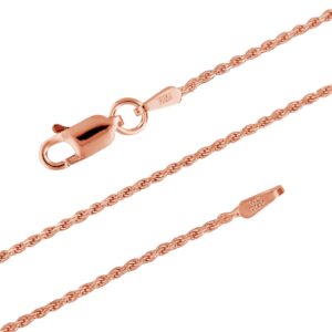 14kt rose gold plated sterling silver 1.1mm diamond-cut rope chain necklace solid italian nickel-free, 18 inch