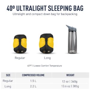 Sea to Summit Spark Ultralight Down Sleeping Bag, 40-Degree, Regular