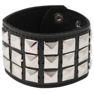 skeleteen punk leather stud bracelet - leather cuff biker bracelet with studs for men, women and kids