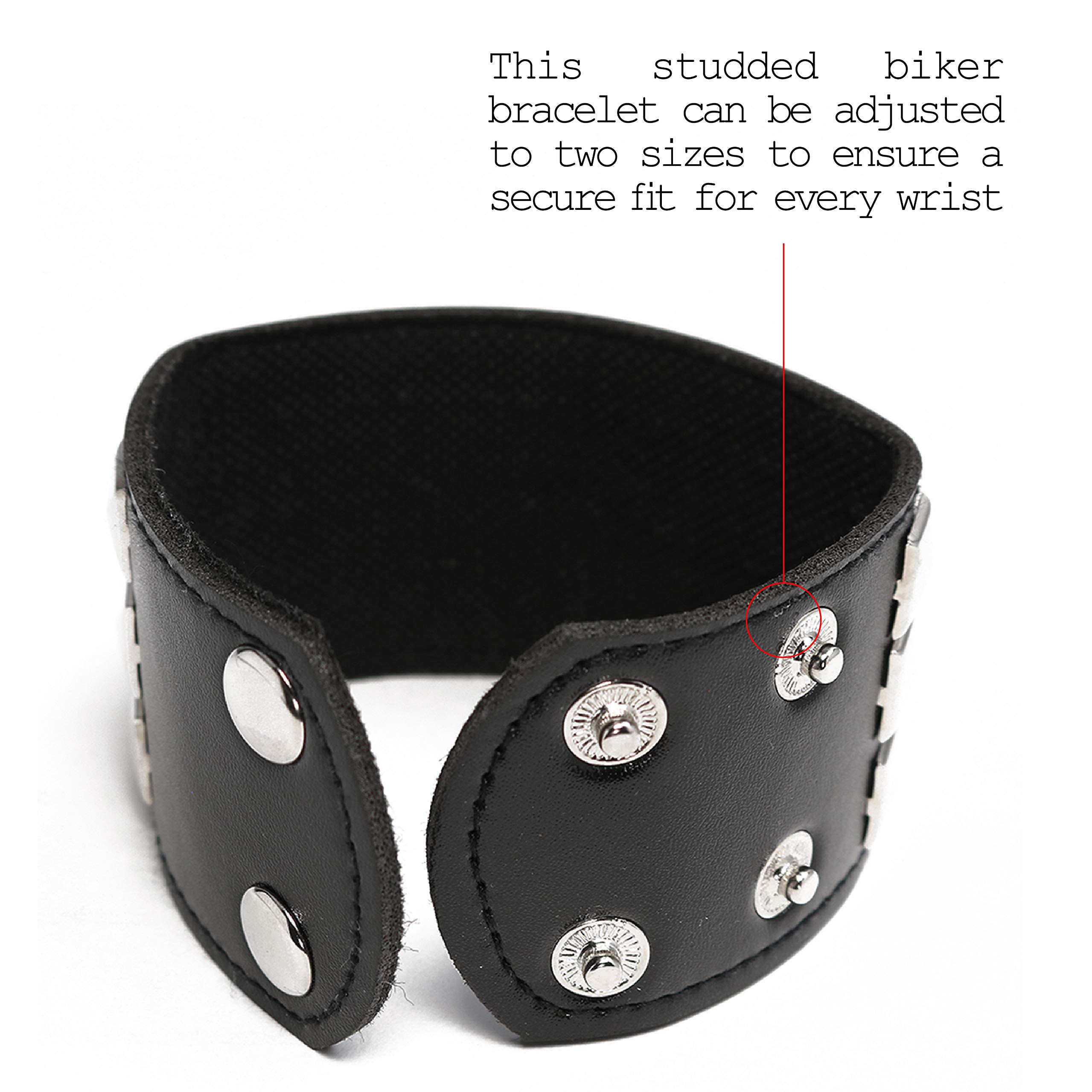 Skeleteen Punk Leather Stud Bracelet - Leather Cuff Biker Bracelet with Studs for Men, Women and Kids