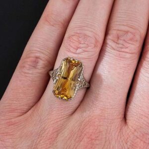 Aimys Vintage Women 925 Sliver Ring Citrine Natural Party Wedding Engagement Jewelry Cocktail Party Bridal Engagement Hollow engraving Band (8)