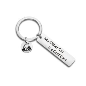 tgbje golf lover gift my other car is a golf cart keychain gift for golfers golf cart keychain (golf cart)