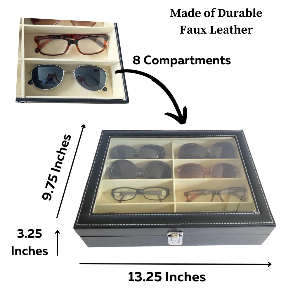 Evelots Eyeglass and Sunglasses Storage Organizer for Multiple Glasses, Closet Display Tray for Eyewear, Watches, and Jewelry - No-Scratch Storage Holder for Nightstand or Dresser