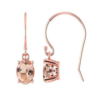 gng rose gold -plated sterling silver genuine morganite fleur-de-lis style french wire earrings 1.30 cttw 7x5mm oval +usa made (rose-gold-plated-silver, natural morganite)