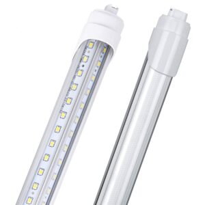 singteam 10pack r17d/ho 8ft led tubes,90w,f96t12 ho 8 foot led bulbs,10000lm, cool white 6500k clear lens,rotate v shaped,t8/t12 replacement,dual-ended power