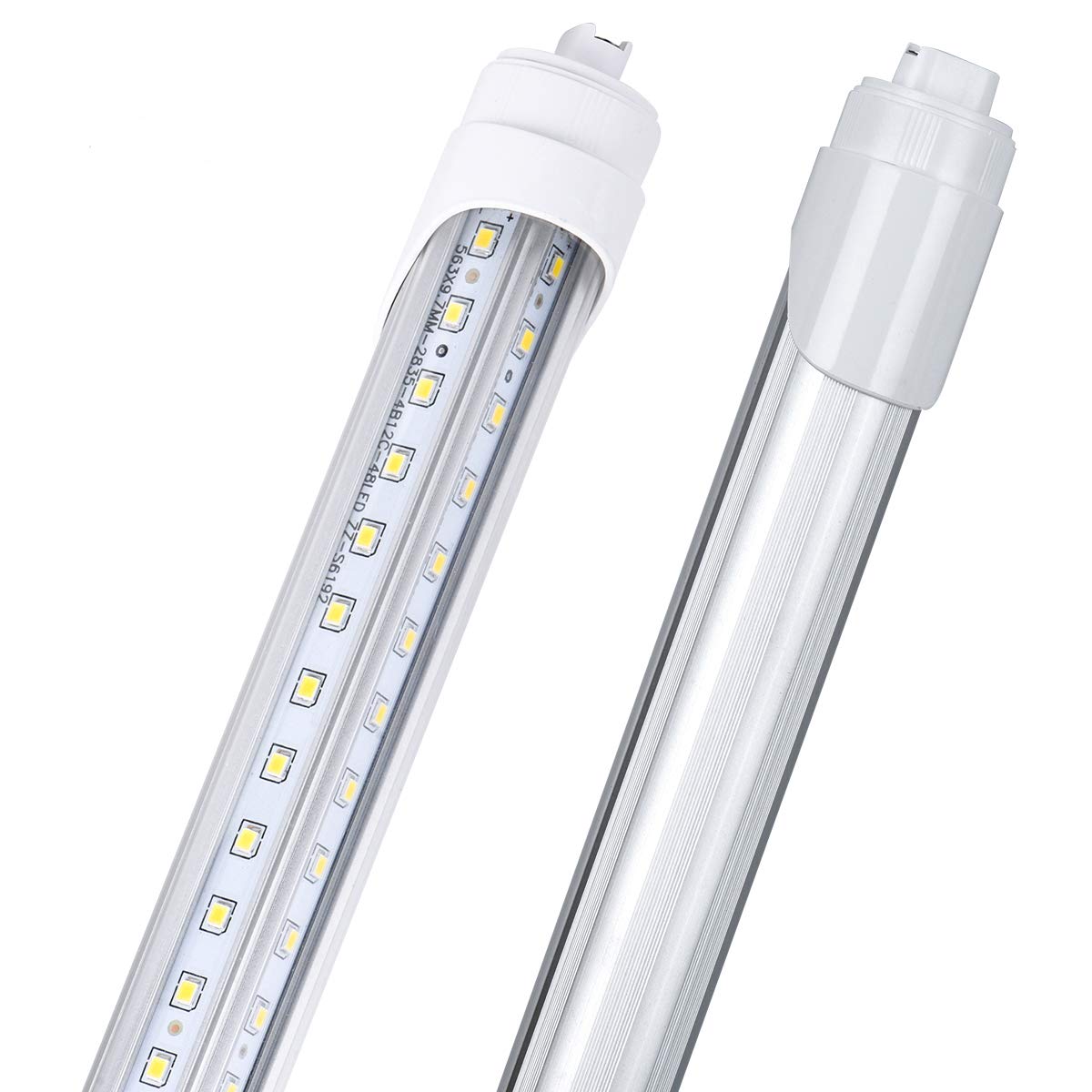 Singteam 10Pack R17D/HO 8FT LED Tubes,90W,F96t12 HO 8 Foot Led Bulbs,10000LM, Cool White 6500K Clear Lens,Rotate V Shaped,T8/T12 Replacement,Dual-Ended Power